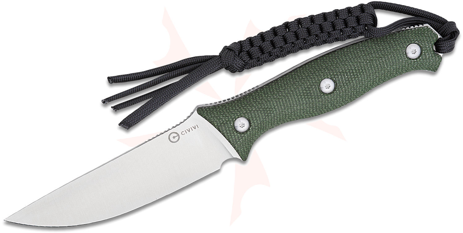 CIVIVI Knives Stormridge Fixed Blade Knife 3.92" Nitro-V Satin Straight ...