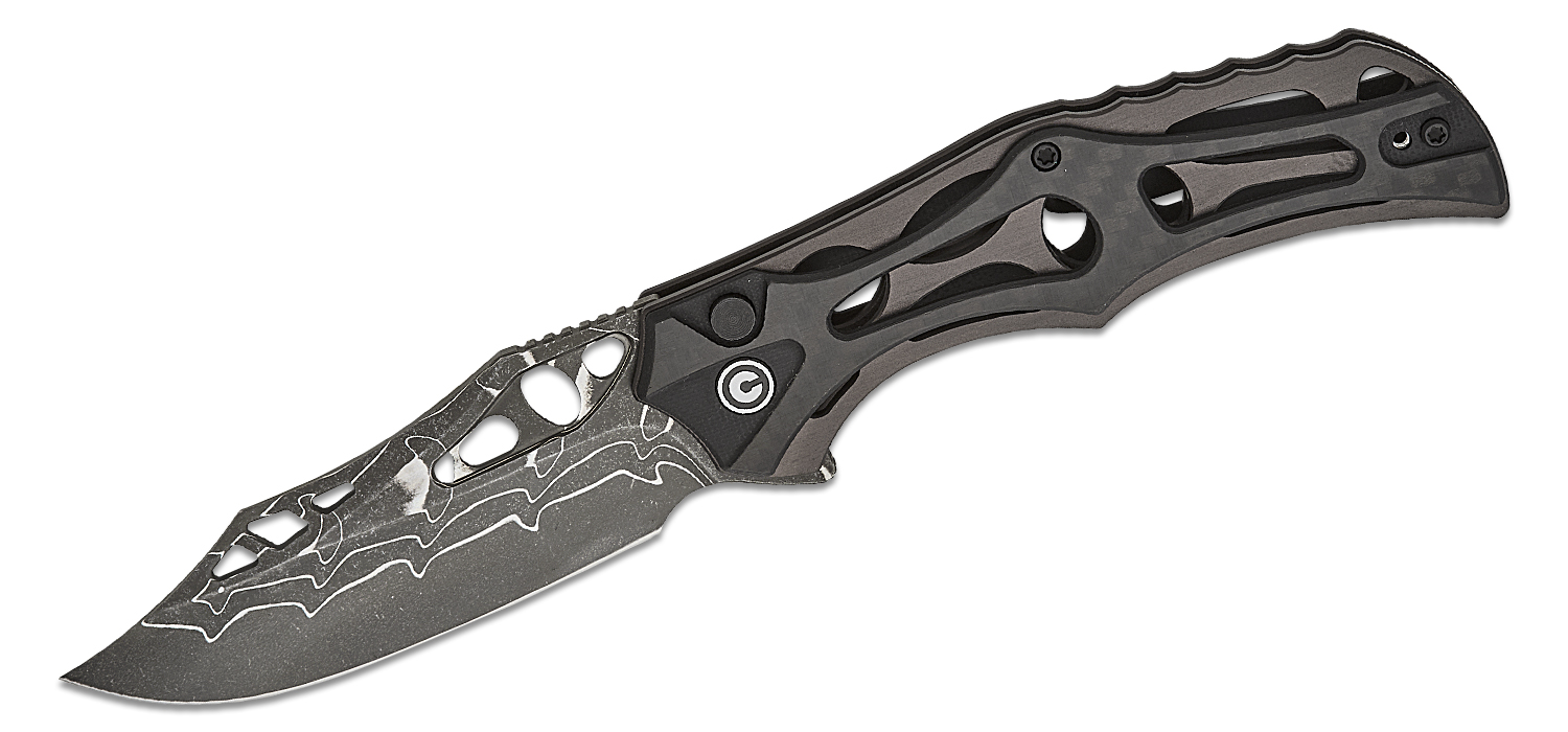 CIVIVI Knives Biophase Button Lock Flipper Knife 3.48" Damascus Clip ...