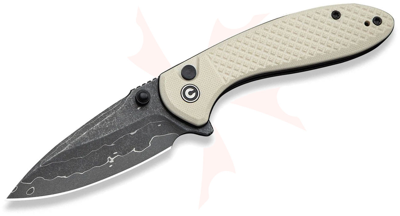 CIVIVI Knives Faeger Button Lock Flipper Knife 2.98" Damascus Drop ...