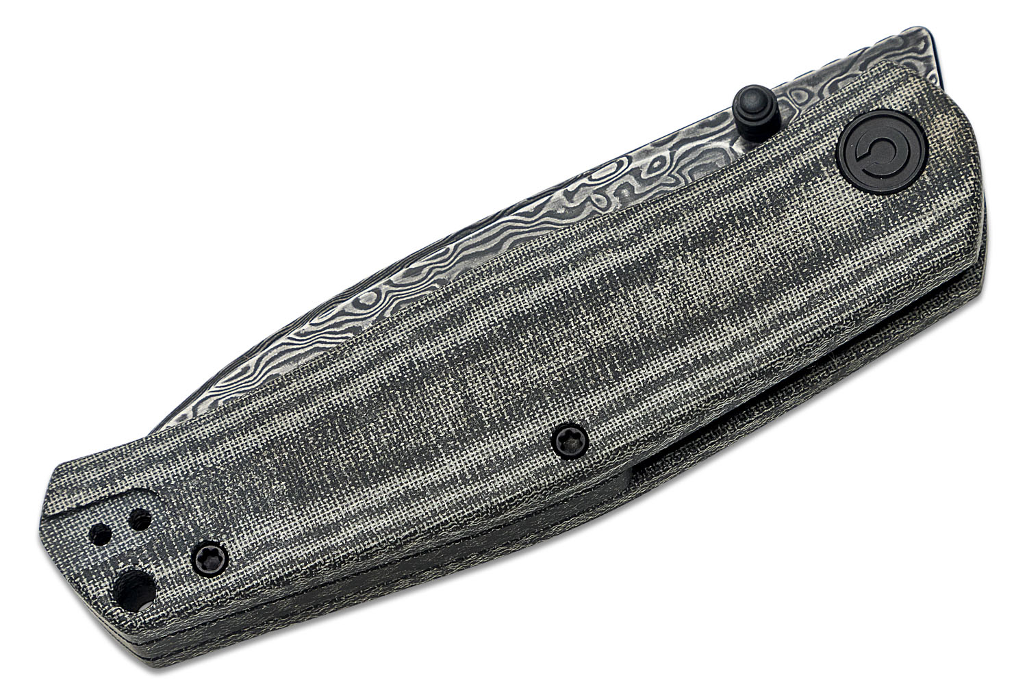 CIVIVI Knives Ray Laconico Sokoke Front Flipper Knife 3.35" Damascus Drop Point Blade, Black ...