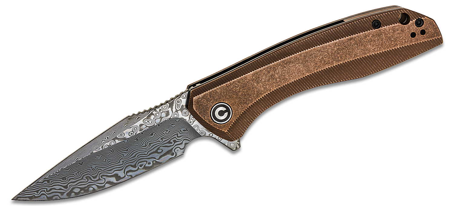 CIVIVI Knives C801DS-2 Baklash Flipper Knife 3.5" Damascus Drop Point ...
