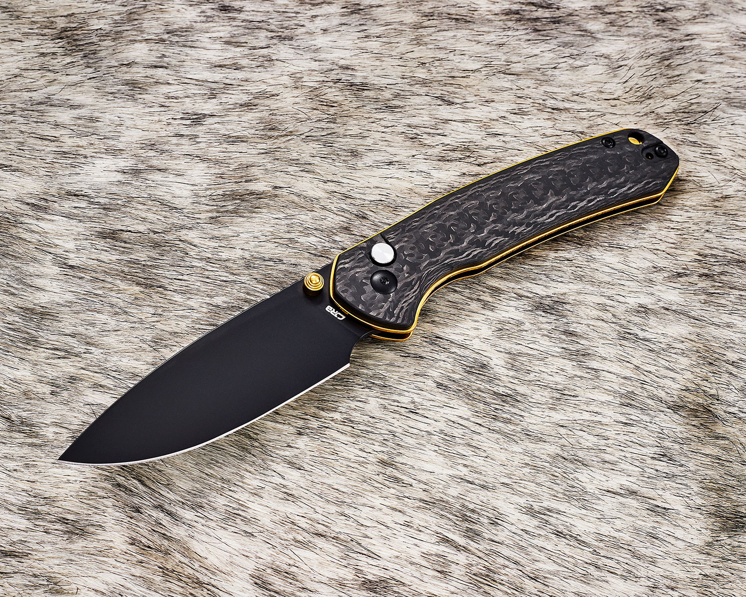 CJRB Cutlery Large Pyrite Folding Knife 3.7" AR-RPM9 Black Drop Point ...