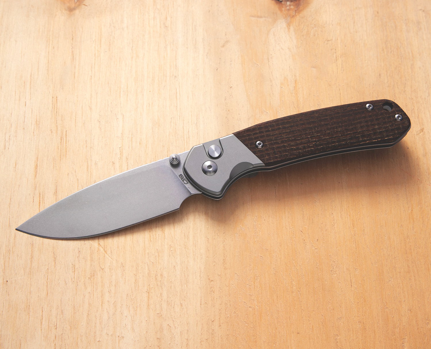 CJRB Cutlery Pyrite Folding Knife 3.11" AR-RPM9 Stonewashed Drop Point Blade, Brown Burlap ...