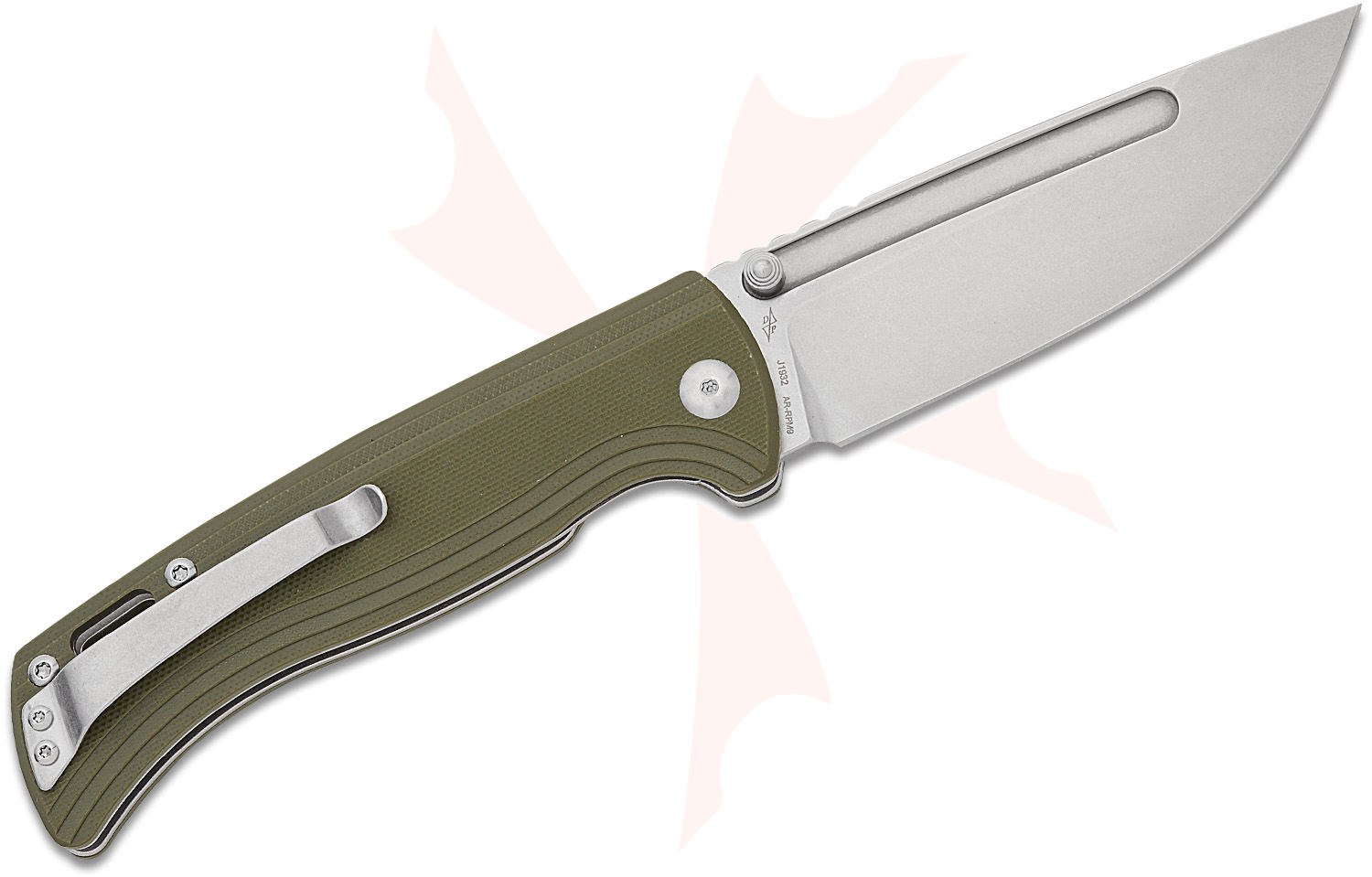 CJRB Cutlery Resource Folding Knife 4.18" AR-RPM9 Stonewashed Drop Point Blade, Green G10 ...