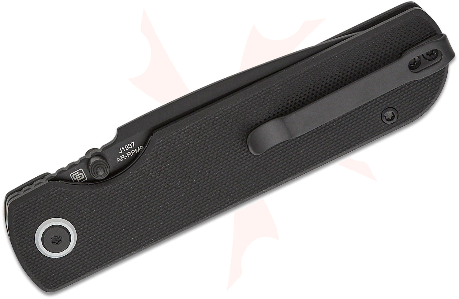 CJRB Cutlery Nova Folding Knife 3.45" AR-RPM9 Black PVD Tanto Blade ...