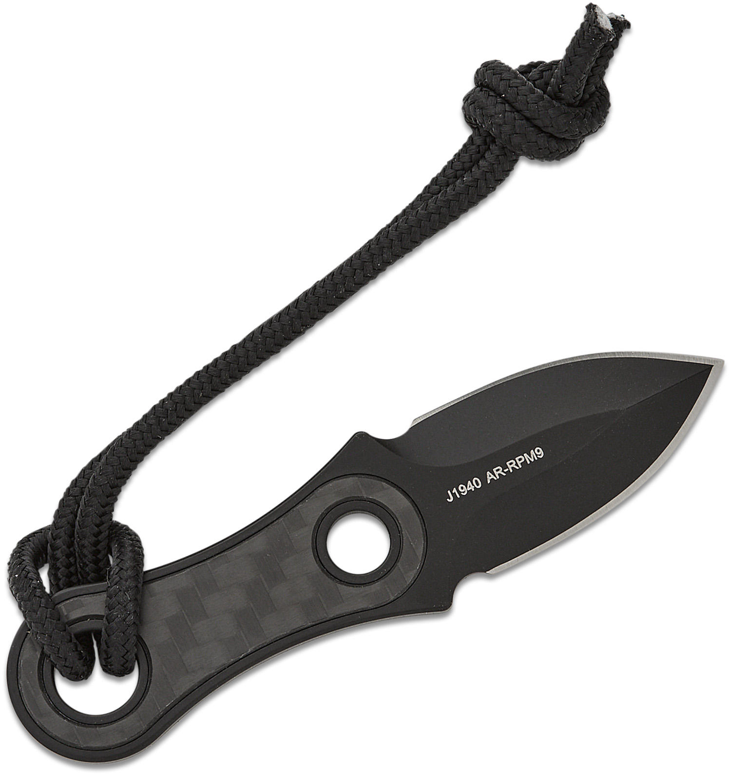CJRB Cutlery Knap Fixed Blade Knife 1.18" AR-RPM9 Black PVD Dagger ...