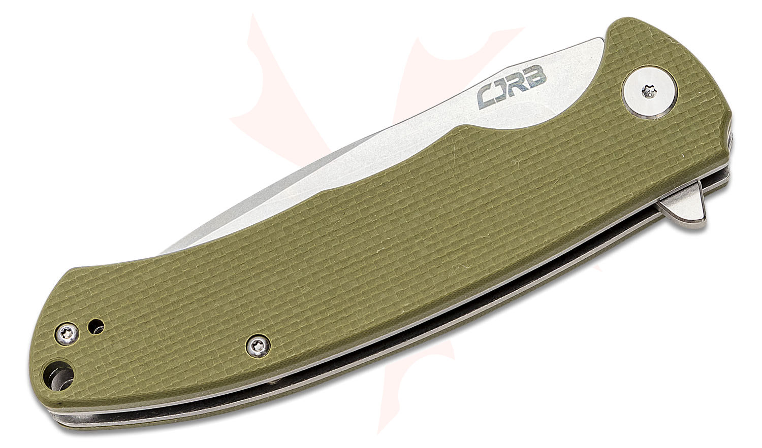 CJRB Cutlery Taiga Flipper Knife 3.54" Stonewashed Blade, OD Green G10 ...