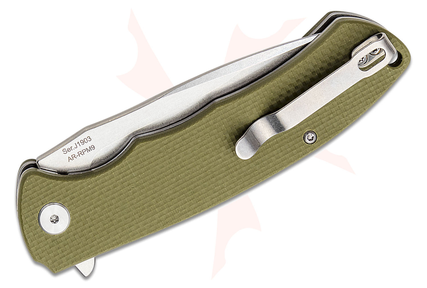 CJRB Cutlery Taiga Flipper Knife 3.54" Stonewashed Blade, OD Green G10 ...