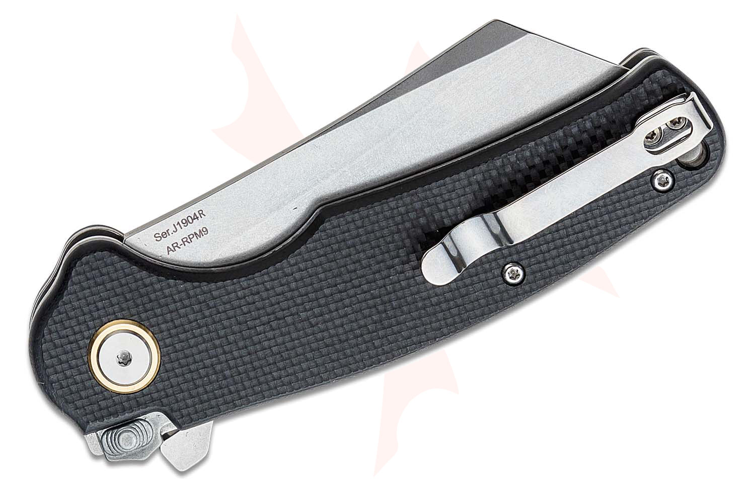 CJRB Cutlery Crag Recoil-Lock Flipper Knife 3.43" Stonewashed Modified Sheepsfoot Blade, Black ...