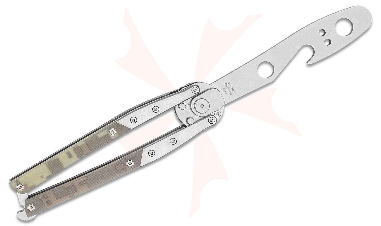 CJRB Cutlery Kinetic-Flip AUTO Butterfly Multi-Tool, 3.93" Stonewashed ...