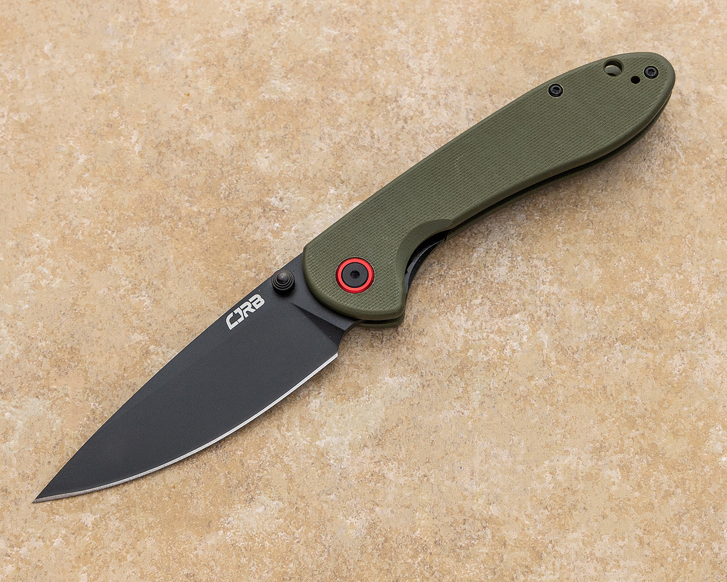 CJRB Cutlery Feldspar Folding Knife 3.5" Black Drop Point Blade ...