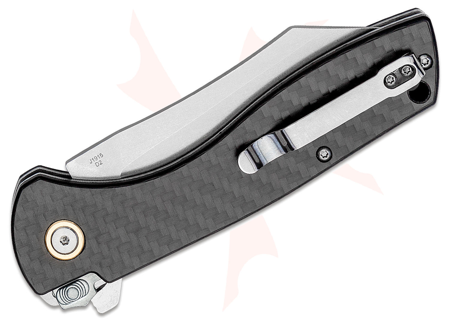CJRB Cutlery Kicker Flipper Knife 3.52" Stonewashed Reverse Tanto Blade ...