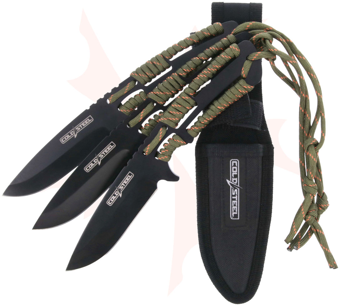 Cold Steel Clip Point Throwing Knife 3-Pack, Black Oxide, Nylon Sheath ...