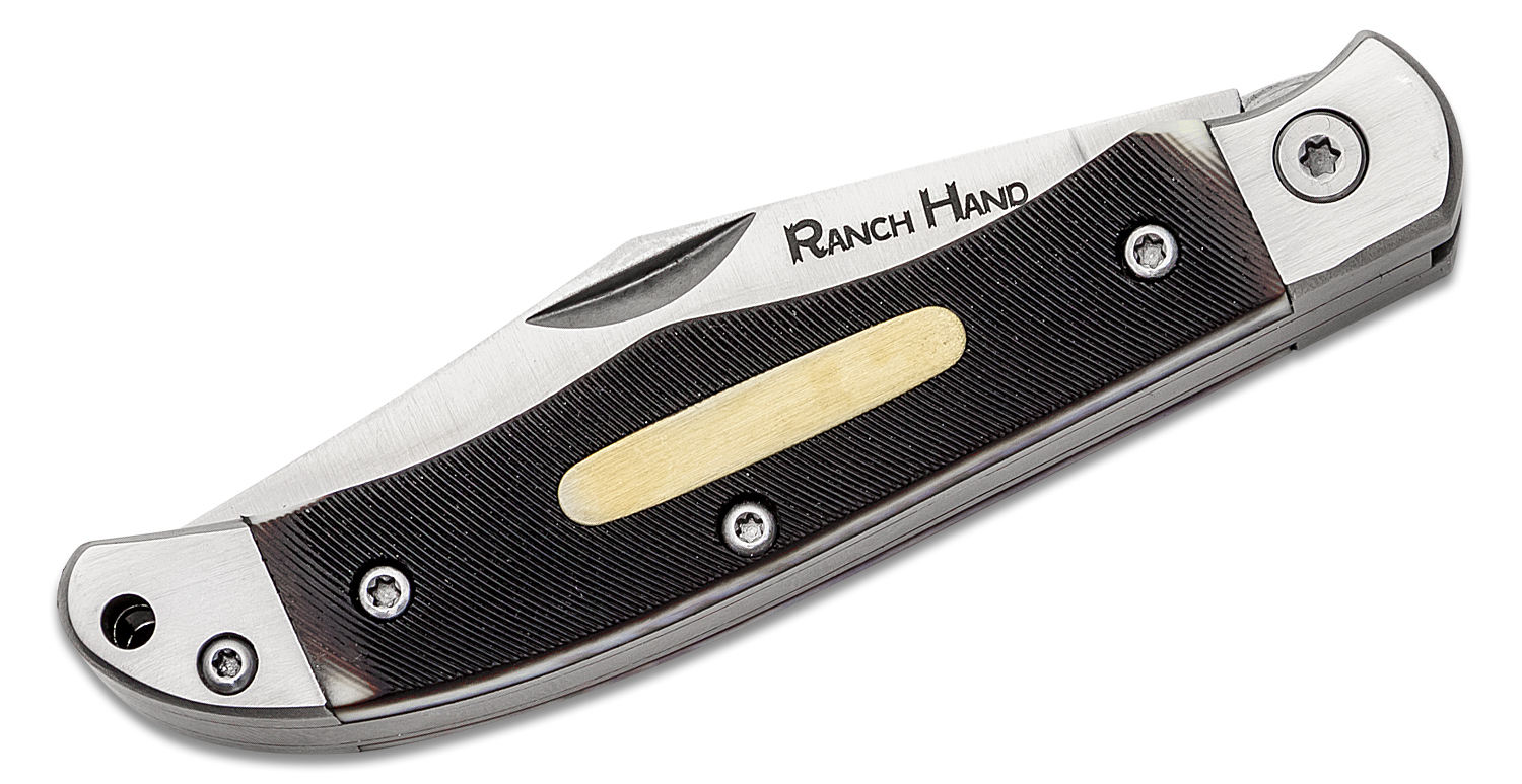 Cold Steel Ranch Hand Liner Lock Folding Knife, Faux Sawed Bone Handles ...
