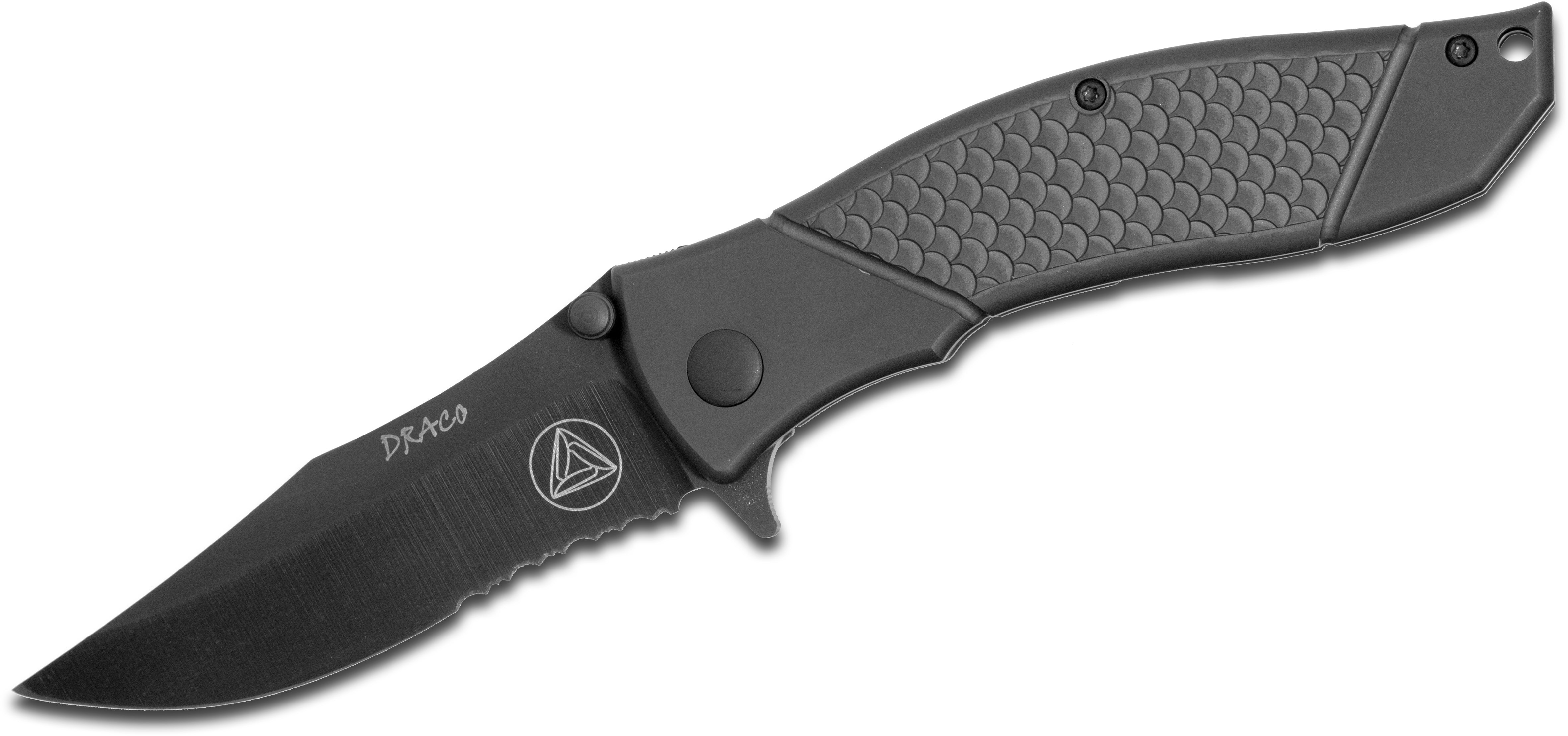 Combative Edge Draco Blackout Assisted Flipper 3.5" S30V Black Combo ...