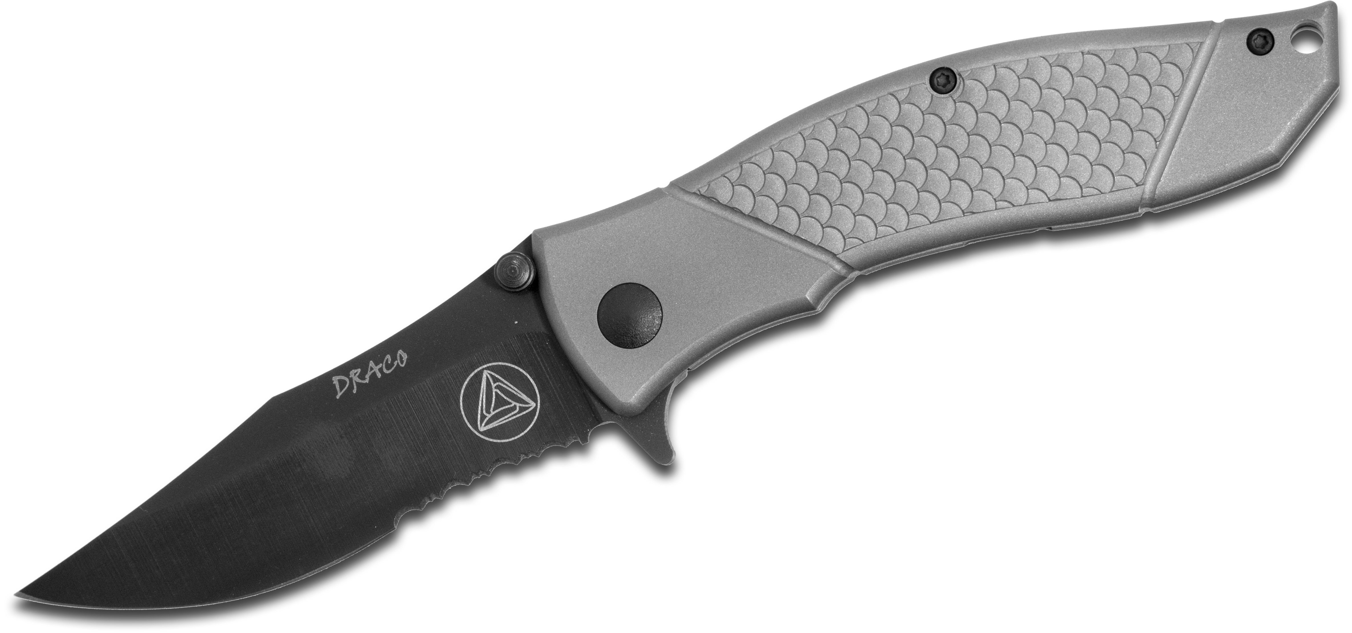 Combative Edge Draco Tuxedo Assisted Flipper 3.5" S30V Black Combo ...