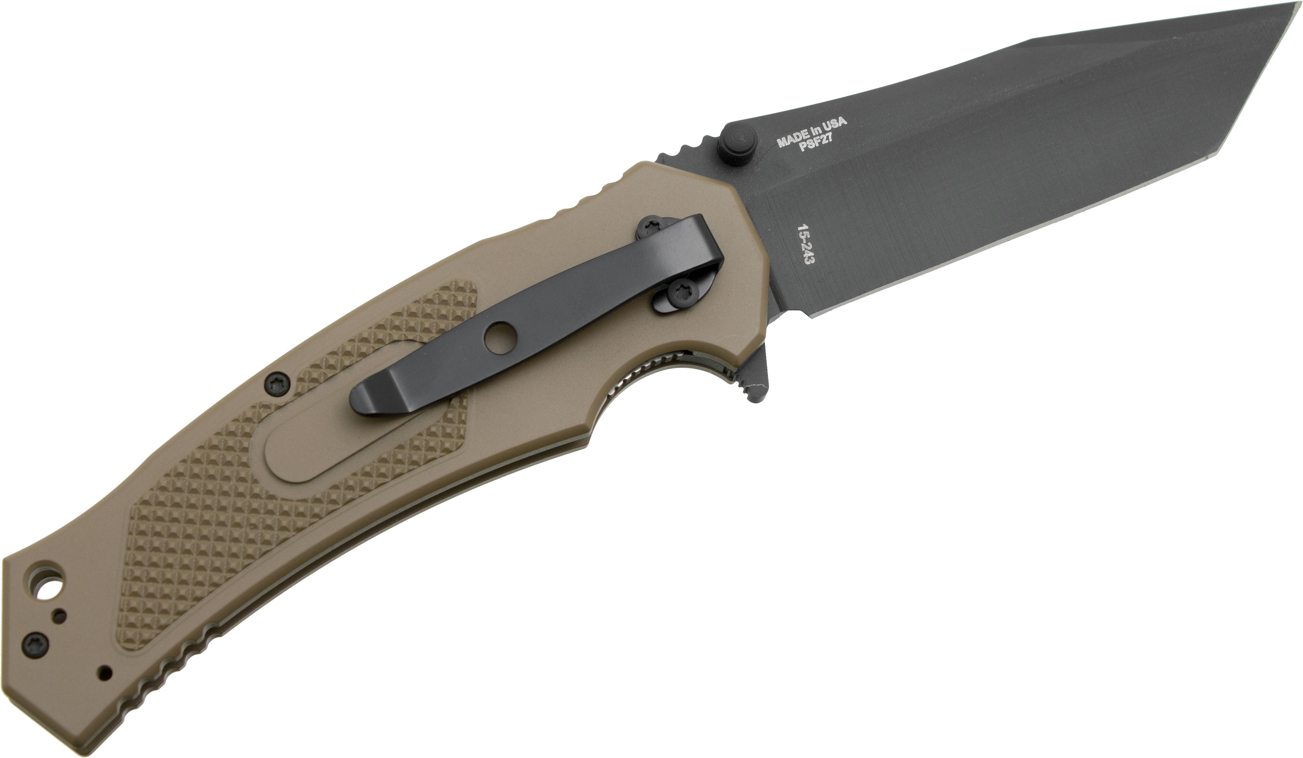 Combative Edge M1 Assisted Flipper 3.875" CPM-PSF27 Black Plain Tanto ...