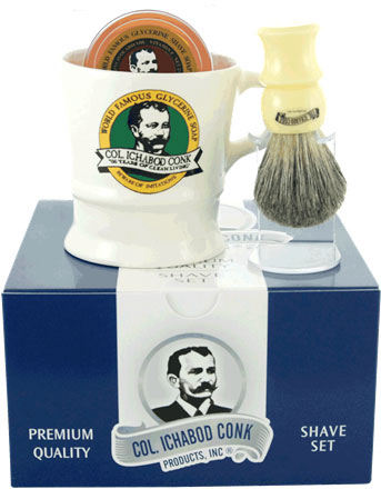 Colonel Conk #221 Shave Gift Set, Includes Mixed Badger Brush, Brush ...