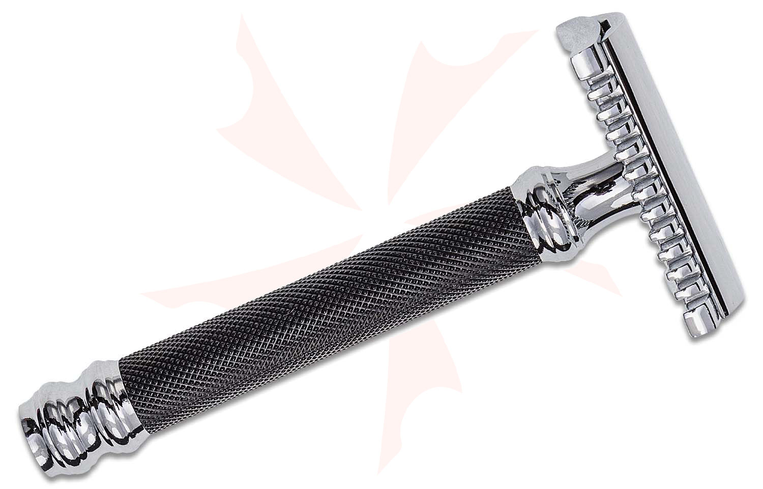 Parker 26C Black/Chrome Double Edge Three Piece Safety Razor, 3.5" Handle - KnifeCenter
