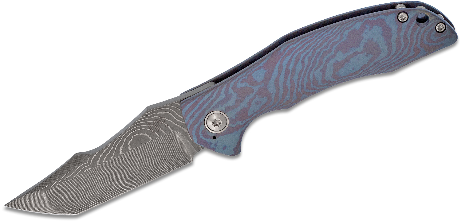 Ed Cope Custom Full-Dress T.22 Flipper Knife 2.93" Vegas Forge Damascus ...