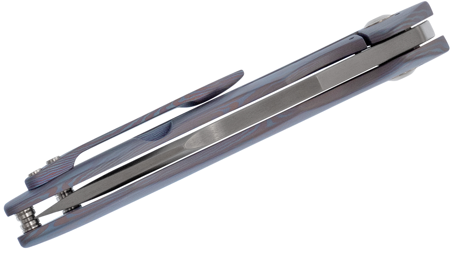 Ed Cope Custom Full-Dress T.22 Flipper Knife 2.93" Vegas Forge Damascus ...