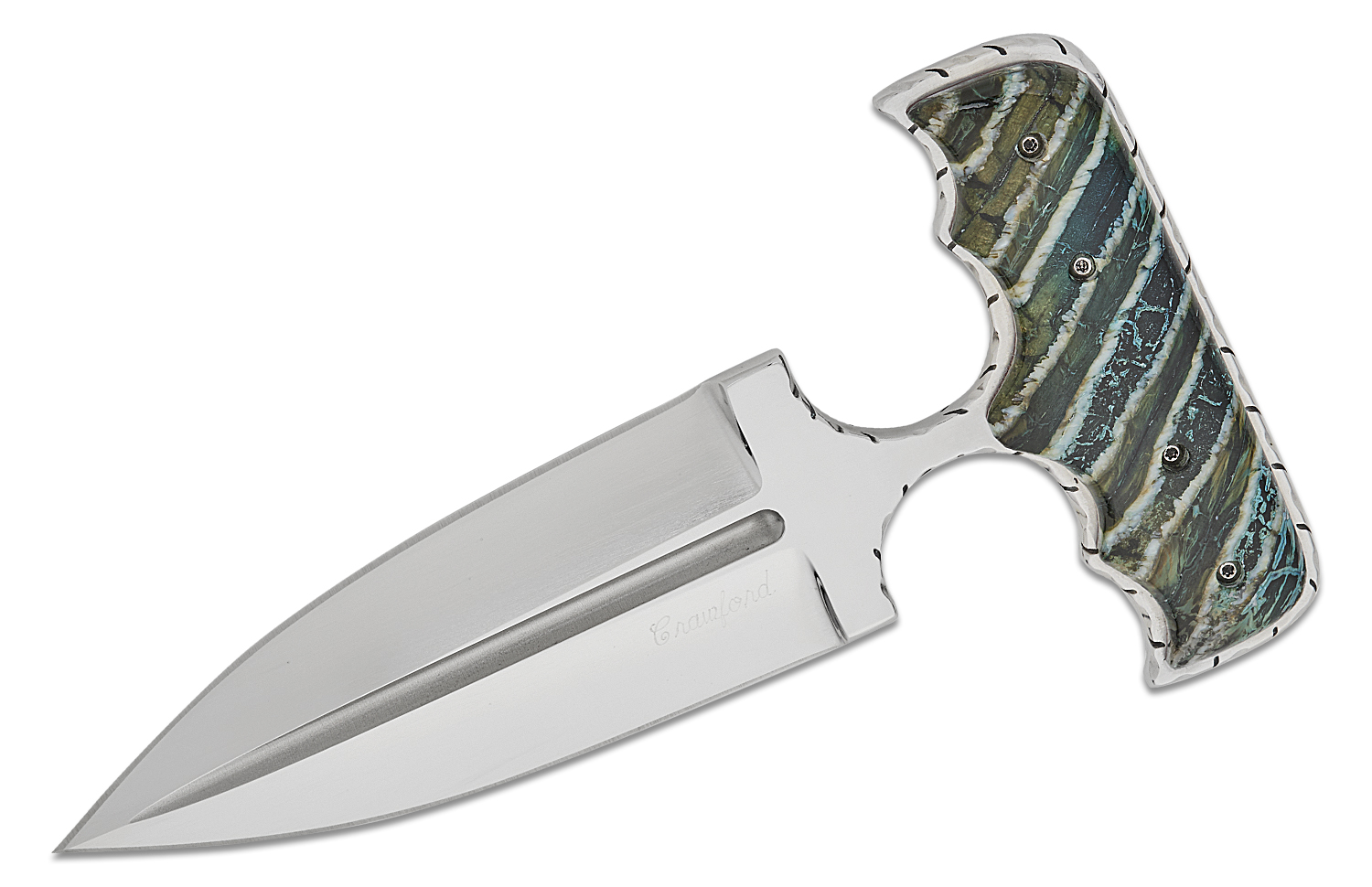 Crawford Knives Custom Emerald Green Push Dagger Knife 5" CPM-S30V ...
