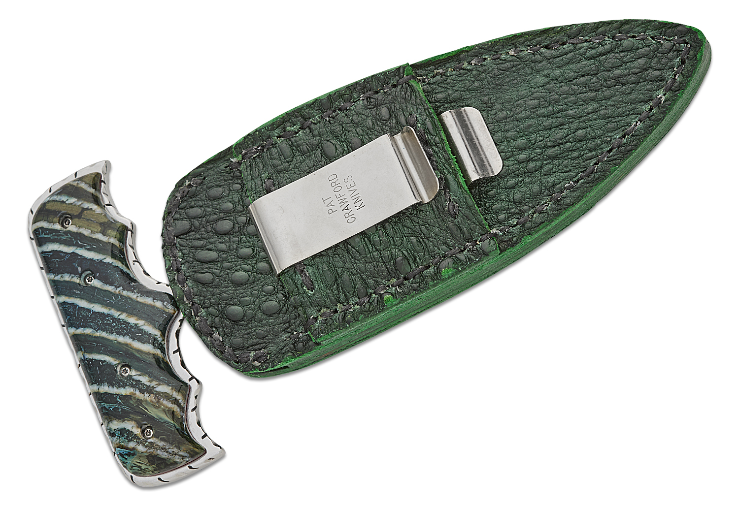 Crawford Knives Custom Emerald Green Push Dagger Knife 5" CPM-S30V ...