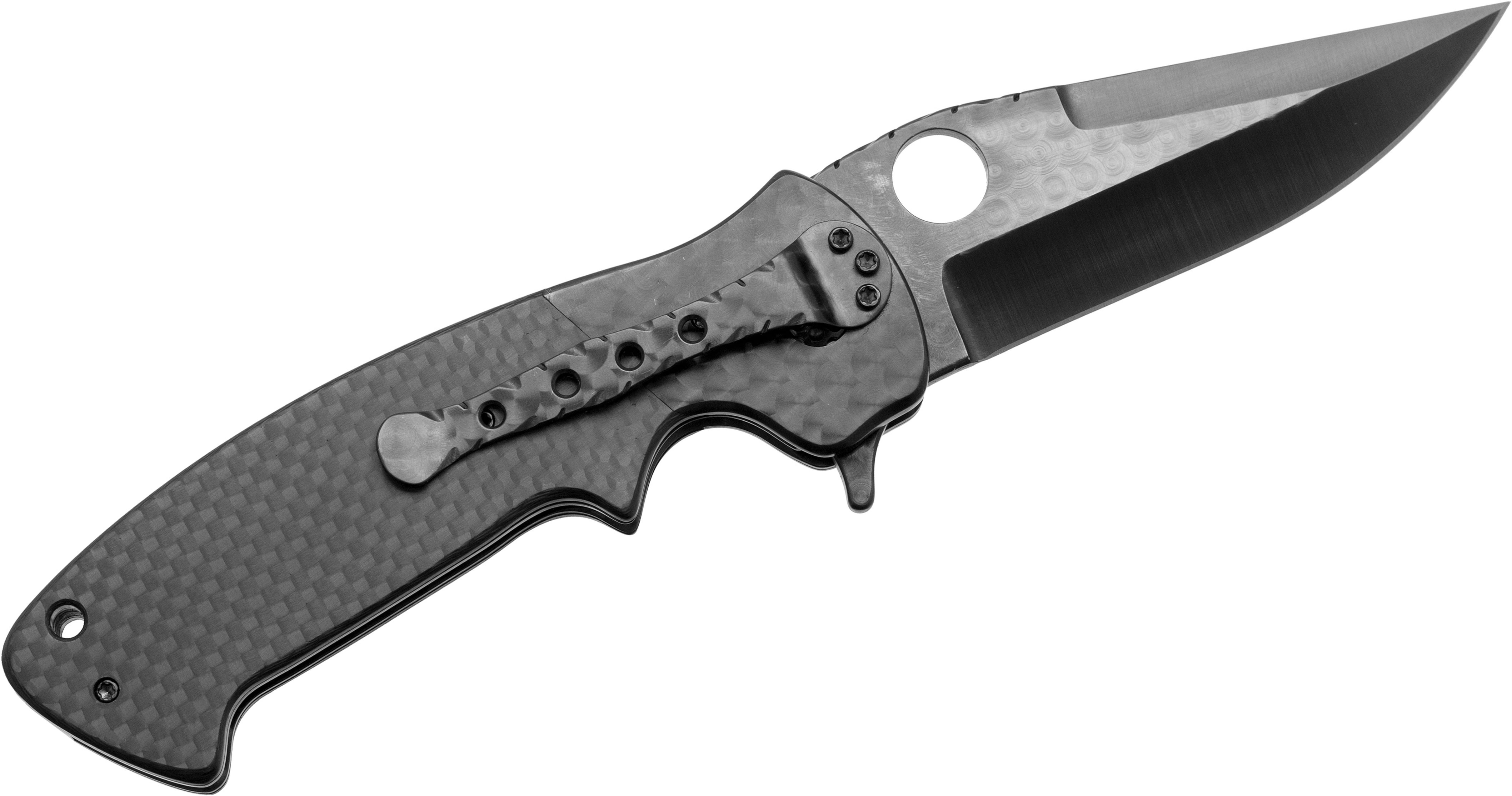 Crawford Knives Custom Black Knight Kasper Flipper 3.875" Black S30V ...