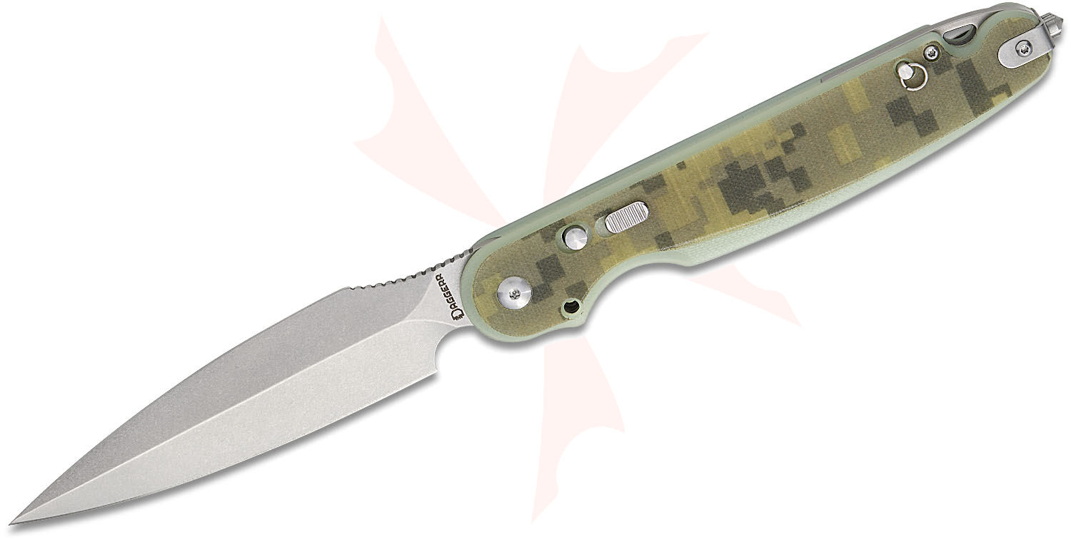 Daggerr Knives Nestor Button Lock Folding Knife 4.75" VG-10 Stonewashed ...
