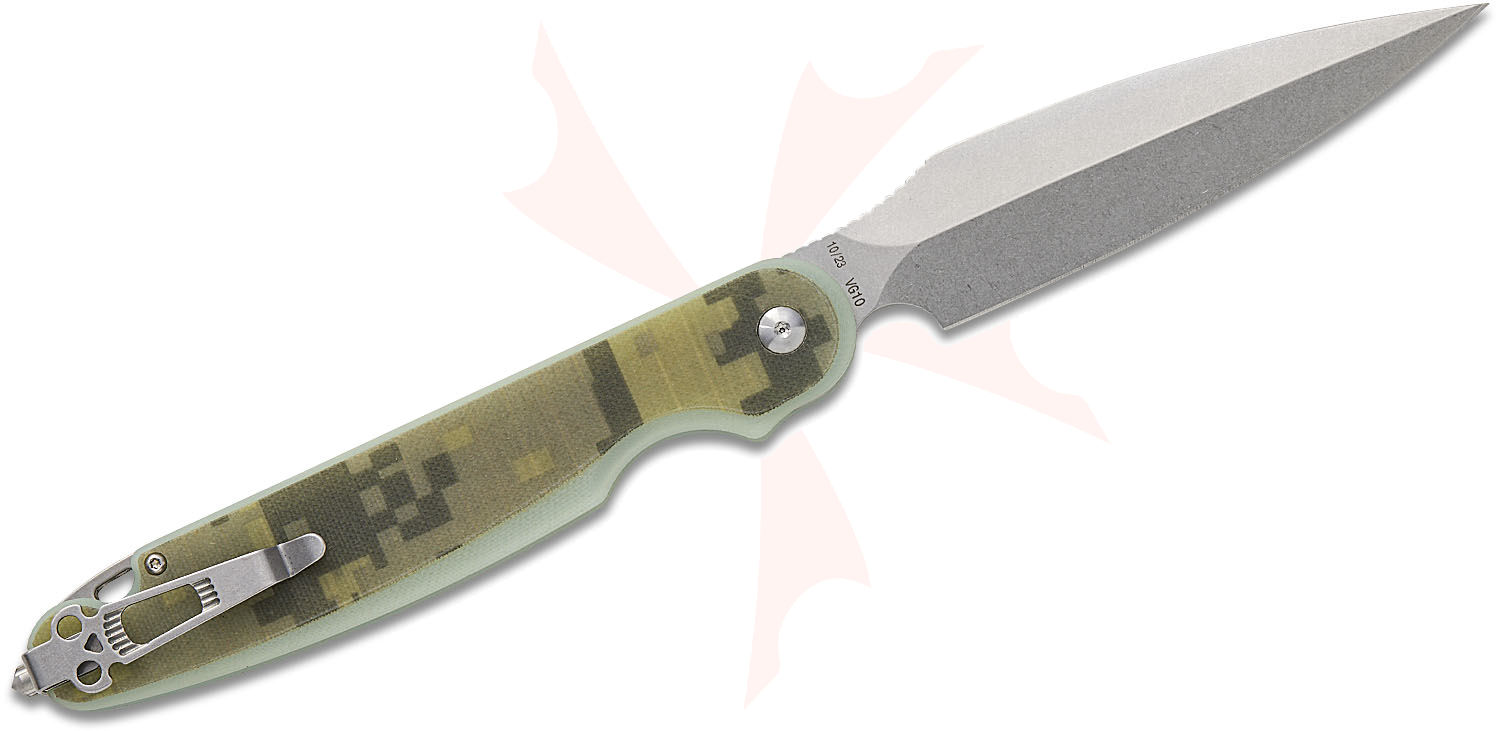 Daggerr Knives Nestor Button Lock Folding Knife 4.75" VG-10 Stonewashed ...