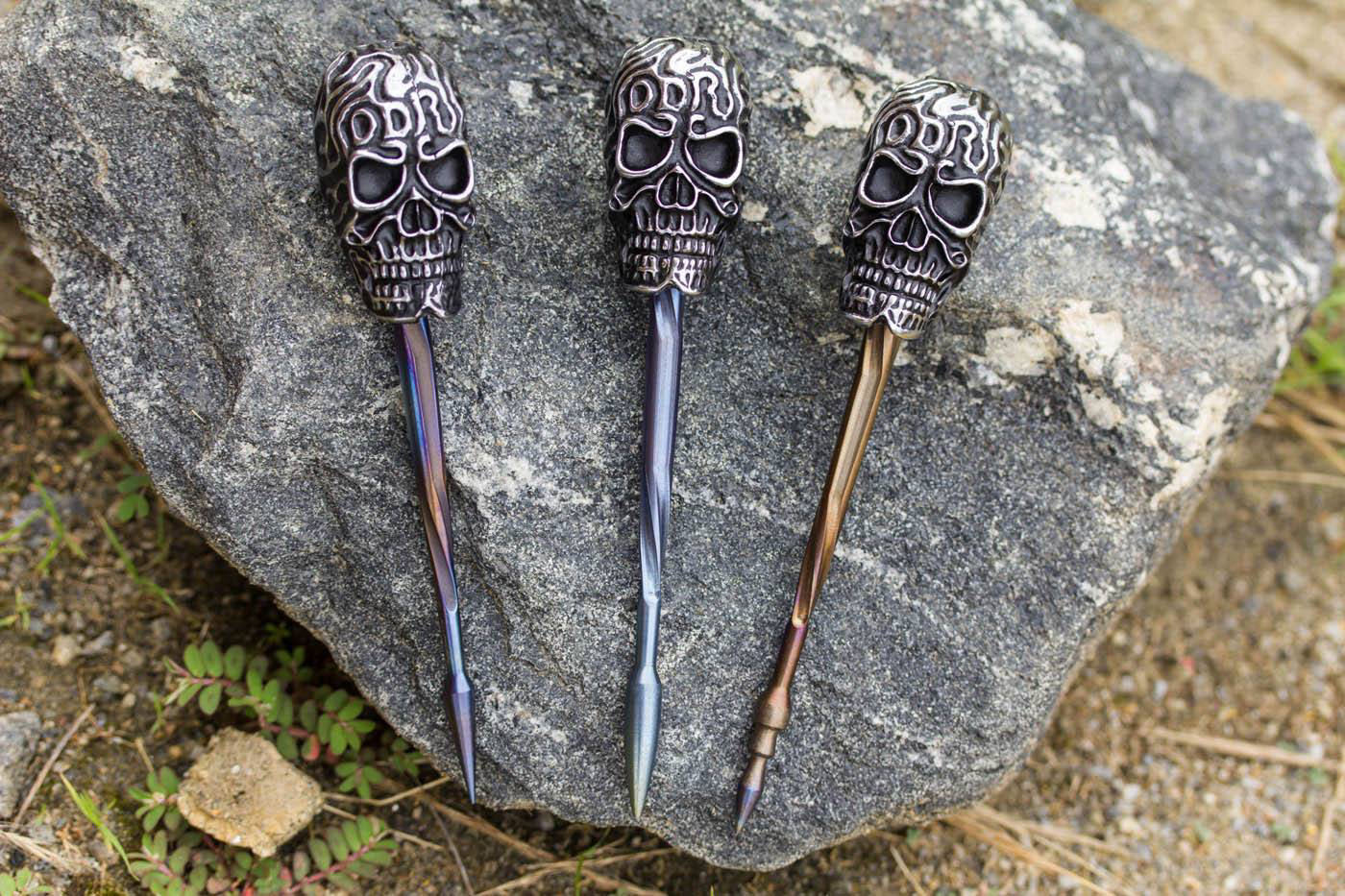 Darrel Ralph Designs Custom Blued Titanium Skull Push Rod Gen IV, 6.5 ...