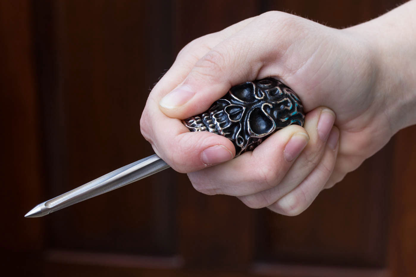 Darrel Ralph Designs Custom Skull Push Rod, 4.75" Overall - KnifeCenter ...