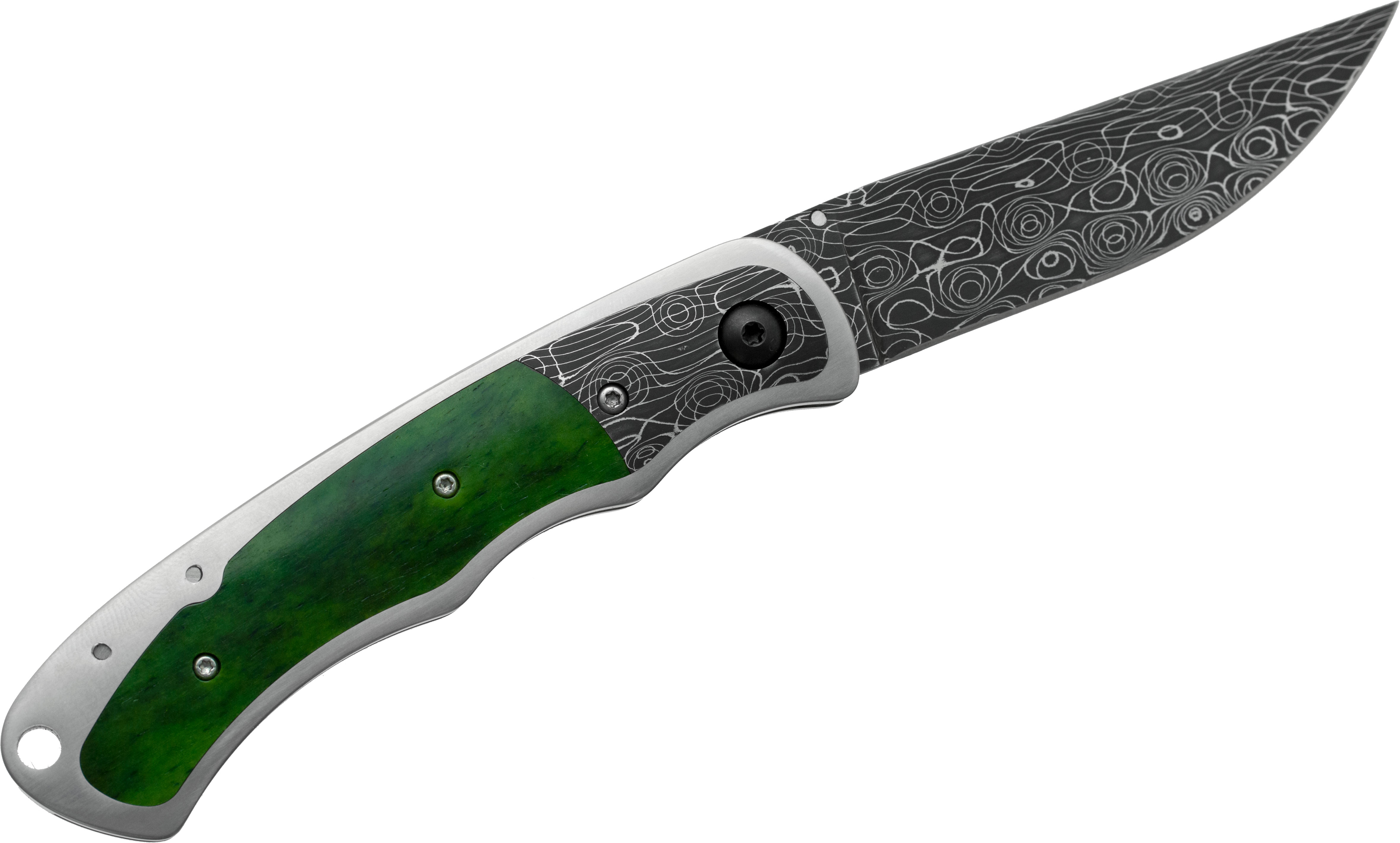 Darrin Thomas Custom Folder 3" Vines and Roses Damascus Plain Blade ...