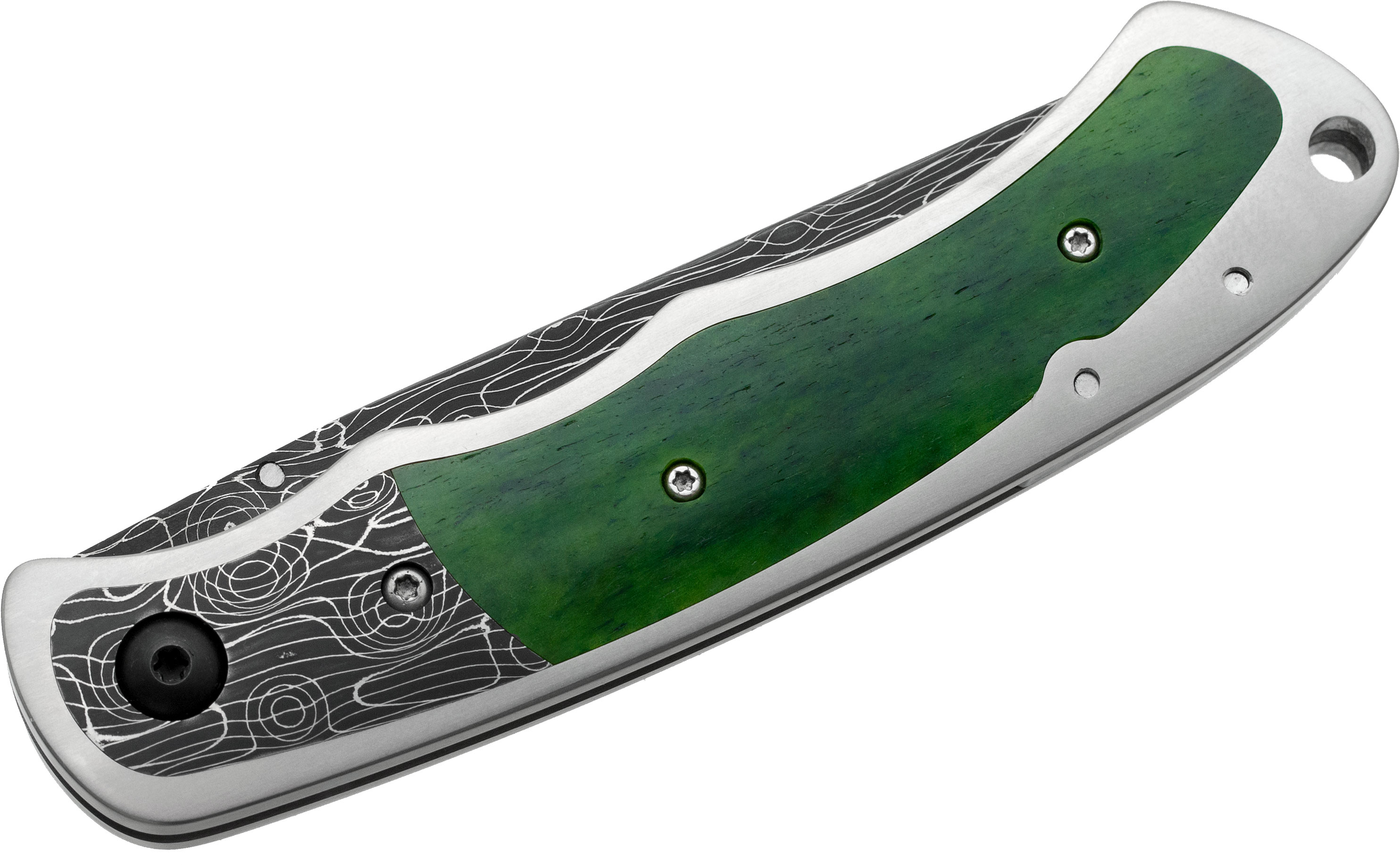 Darrin Thomas Custom Folder 3" Vines and Roses Damascus Plain Blade ...