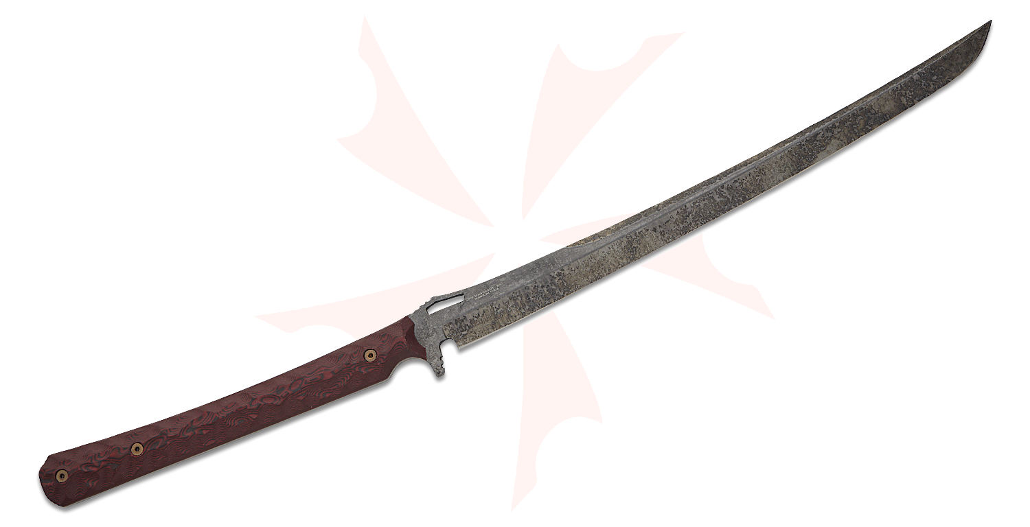 Dawson Knives Many Waters Sword 16" CPM-MagnaCut Monsoon Blade, Red and ...
