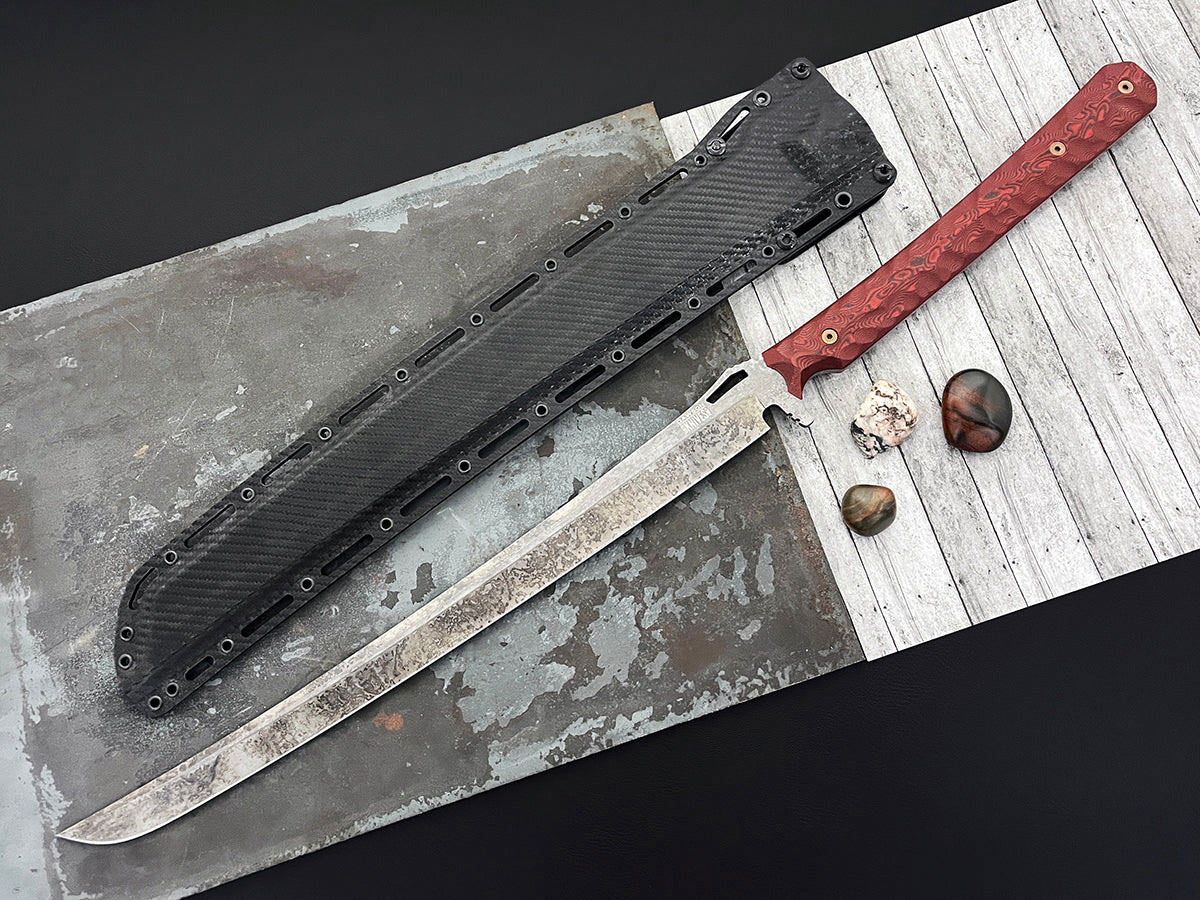 Dawson Knives Many Waters Sword 16" CPM-MagnaCut Monsoon Blade, Red and ...