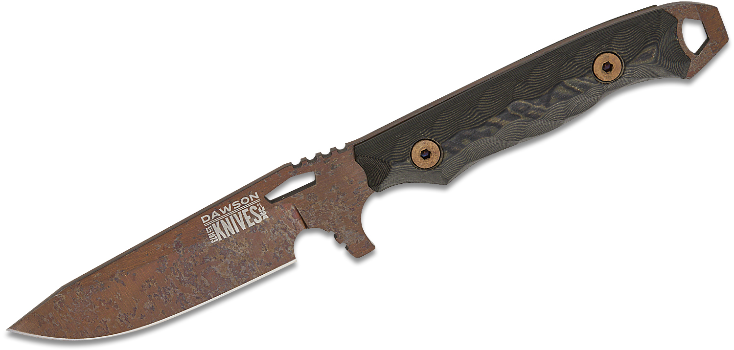 Dawson Knives Outcast GEN 2 Fixed Blade Knife 3.125" CPM-MagnaCut Arizona Copper Drop Point ...