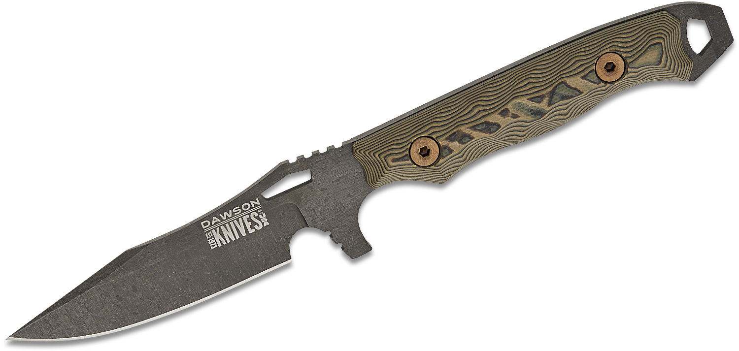 Dawson Knives Smuggler GEN 2 Fixed Blade Knife 3.375" CPM-MagnaCut Midnight Drop Point Blade ...