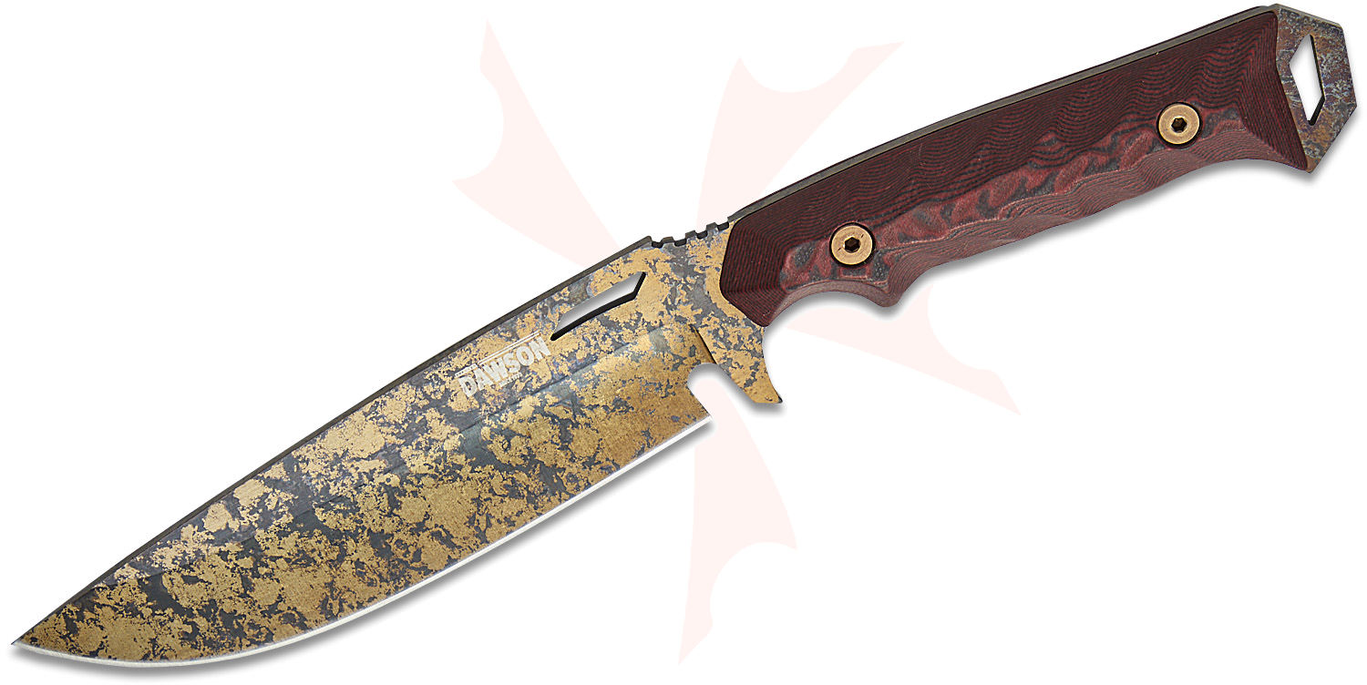 Dawson Knives Summit Fixed Blade Knife 5.5" ProCut Wildfire Drop Point Blade, Red and Black G10 ...