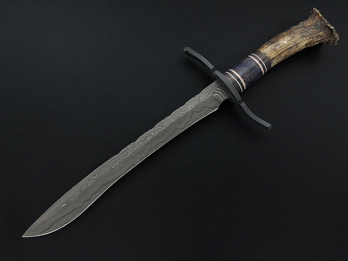 Dawson Knives Custom Select Texas Hogger Short Sword 11.25" Damascus ...