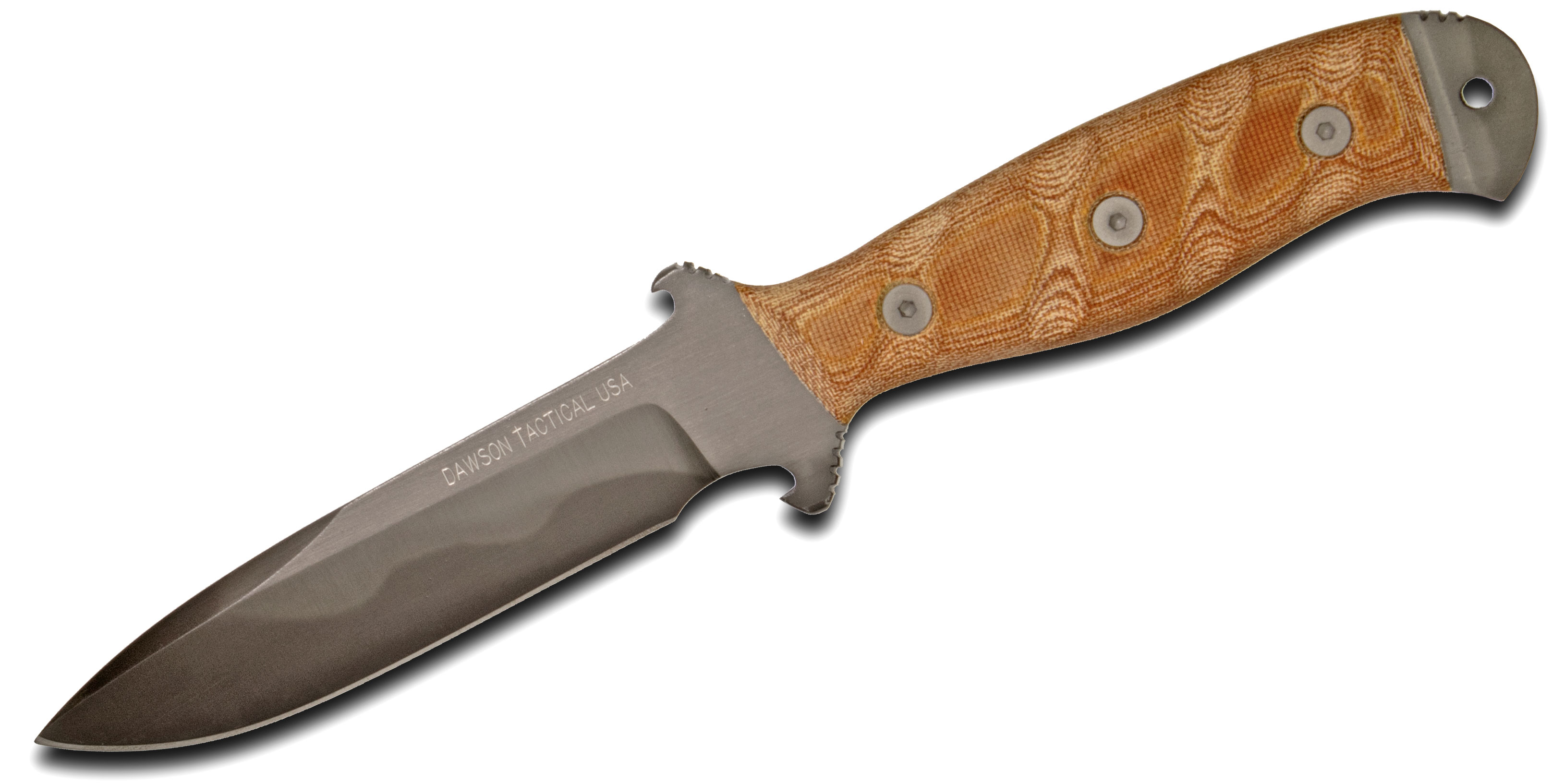 Dawson Knives Custom Raider 5 Fixed 5" 80CrV2 Hamon Blade, Tan Micarta ...