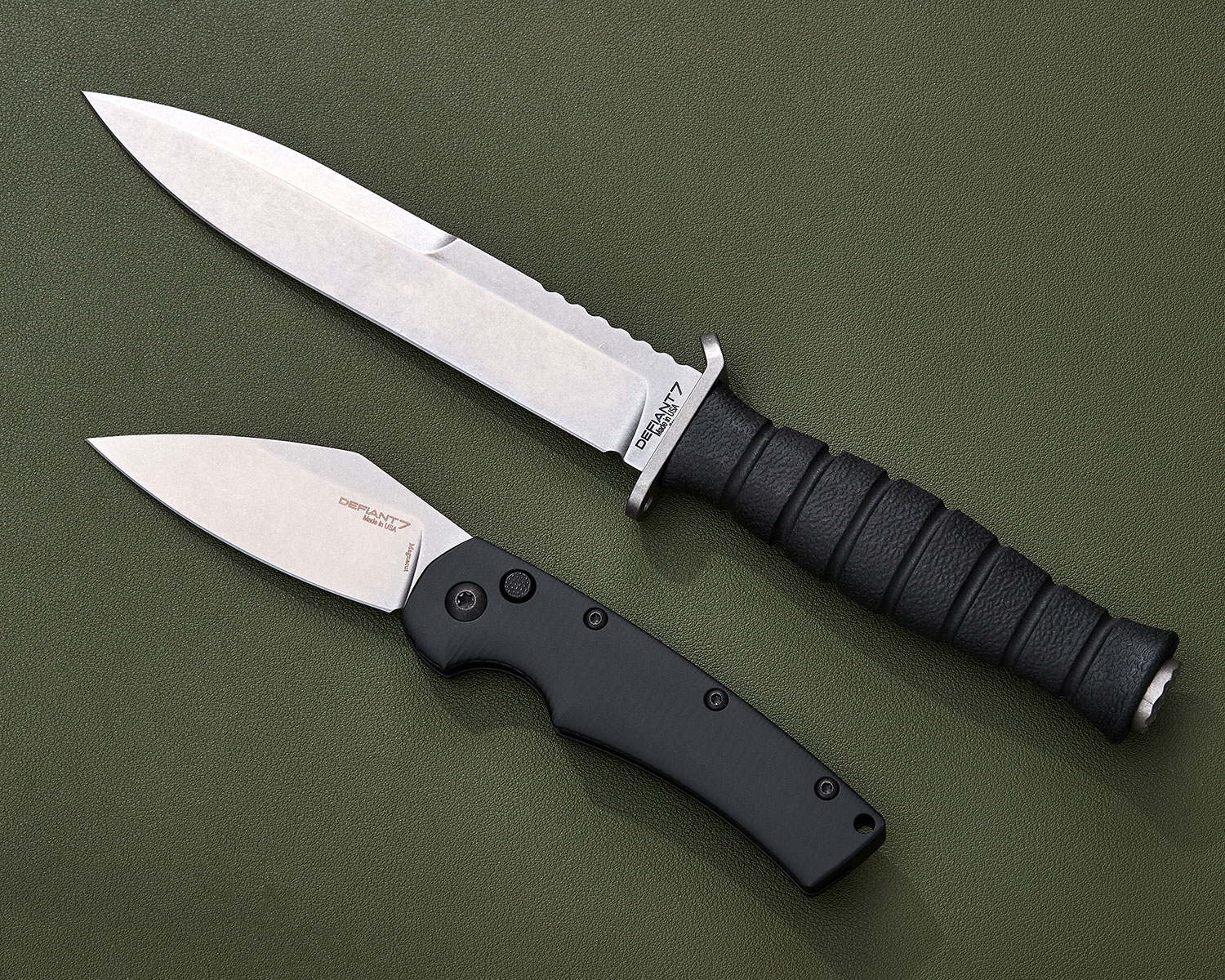 Defiant 7 Les George M320G Fixed Blade Knife 6.75" CPM-3V Stonewashed ...