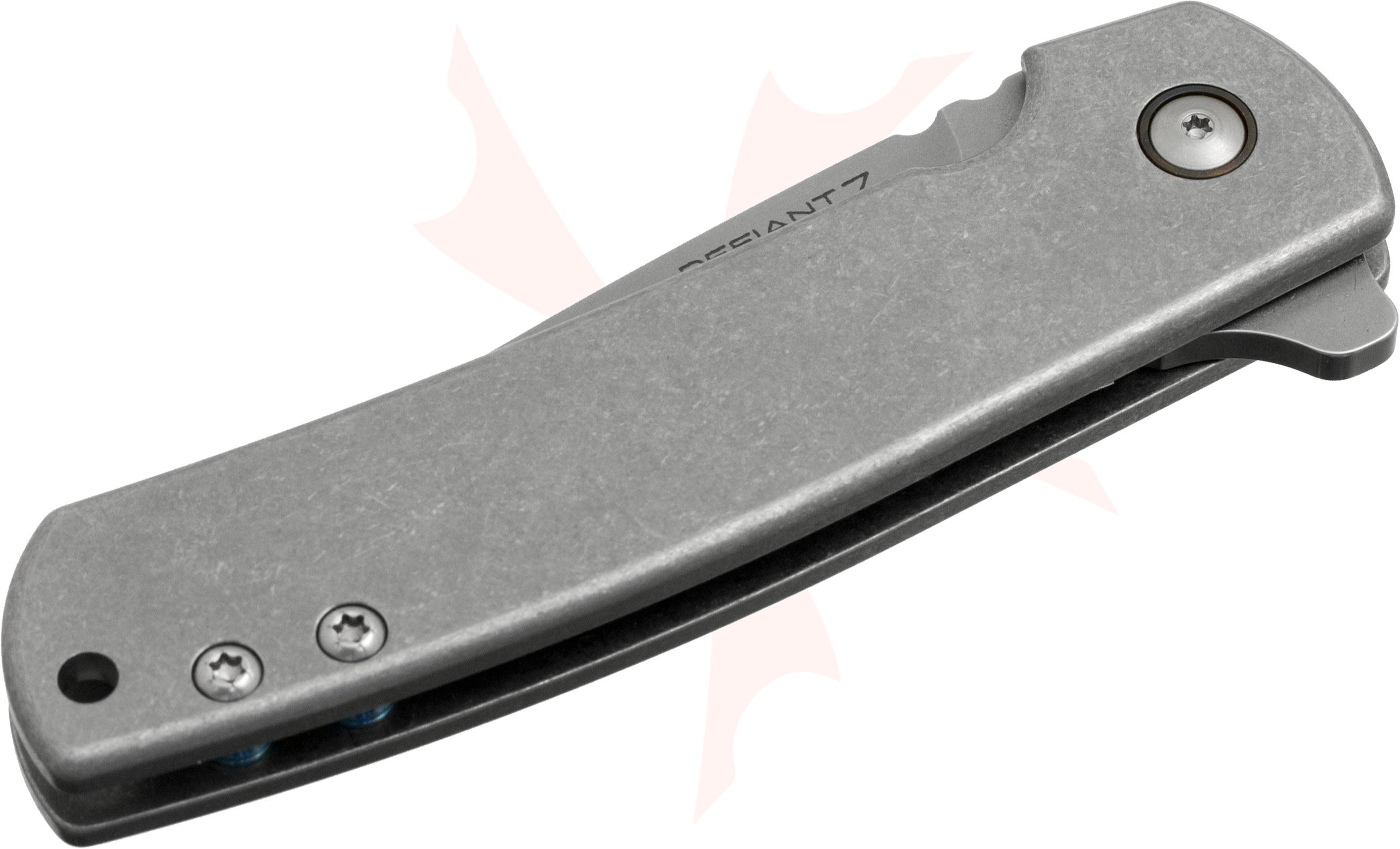 Defiant 7 Servo Mid-Tech Flipper 3.5" Stonewashed CTS-204P Plain Blade ...