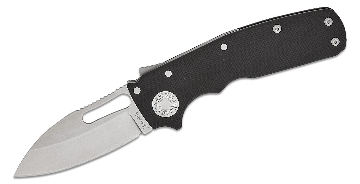 Andrew Demko AD20.5 Shark Cub Shark Lock Folding Knife 2.75" CPM-20CV Stonewashed Slicer Shark ...