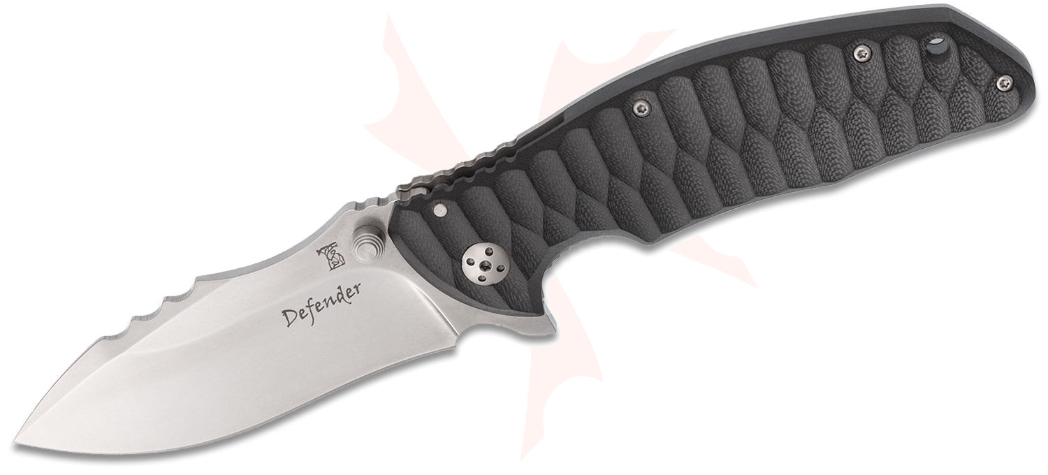 Dendra Knives Defender Flipper Knife 3.75" Stonewashed D2 Plain Blade ...