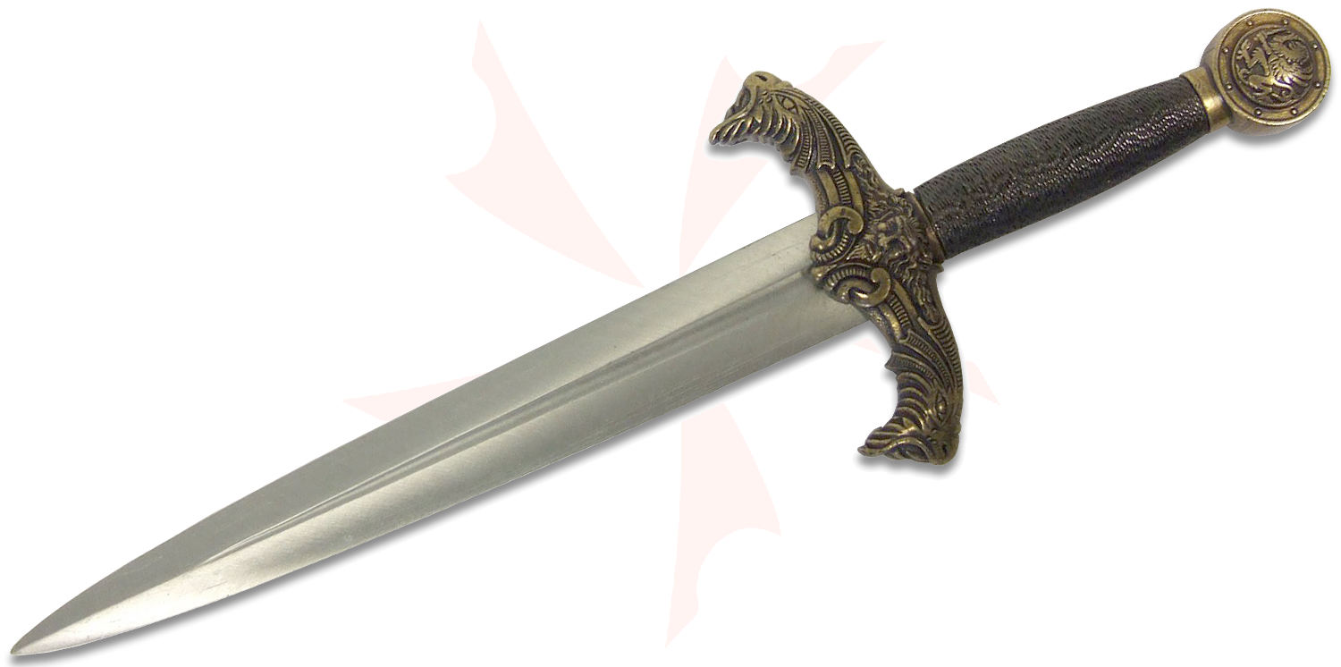Denix Reproduction King Arthur Dagger with Scabbard, Brass ...