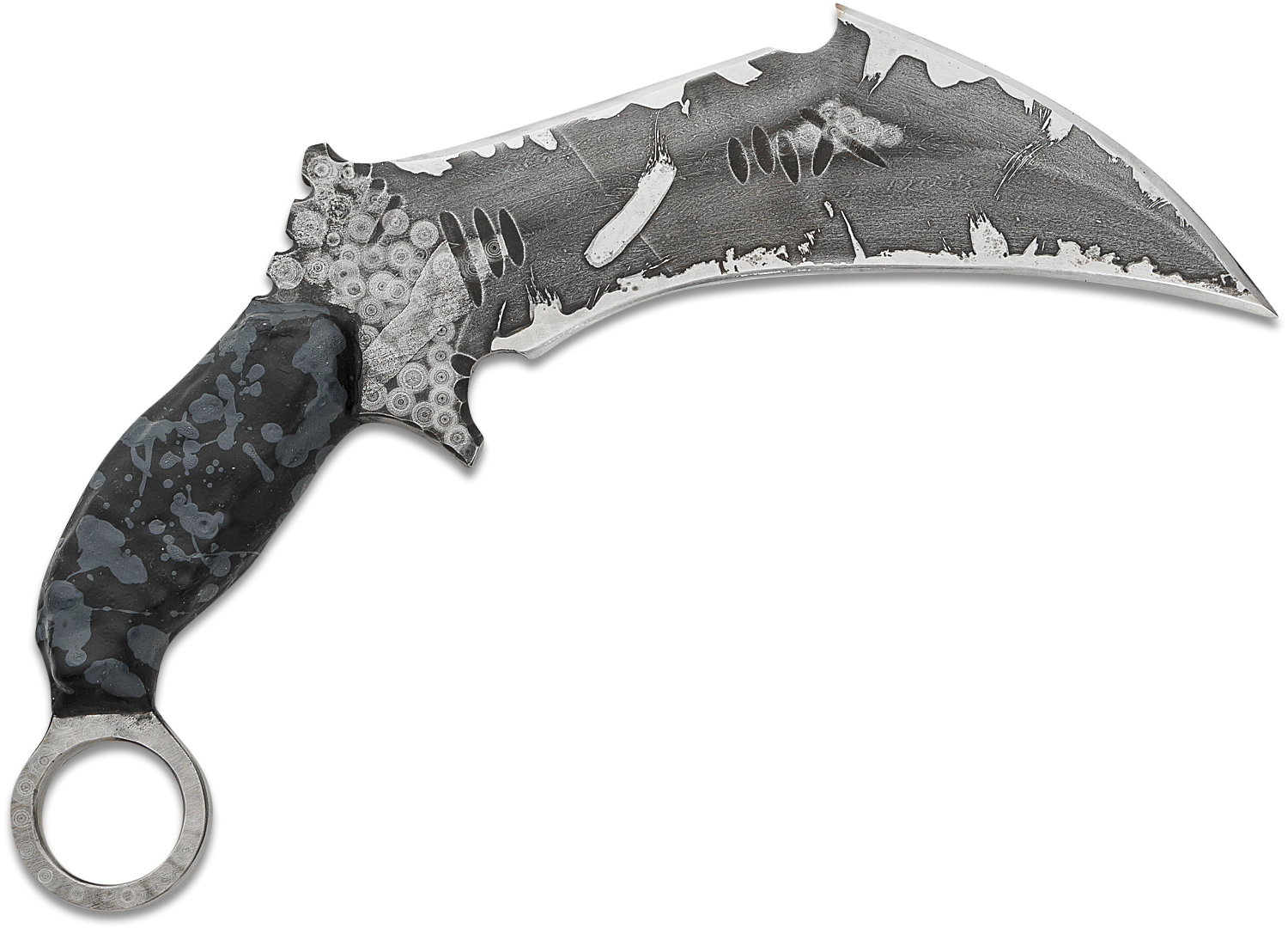Rich Derespina Custom Model 4XL Karambit Fixed 6.5" Double Edge 154CM Blade, Black and Gray ...