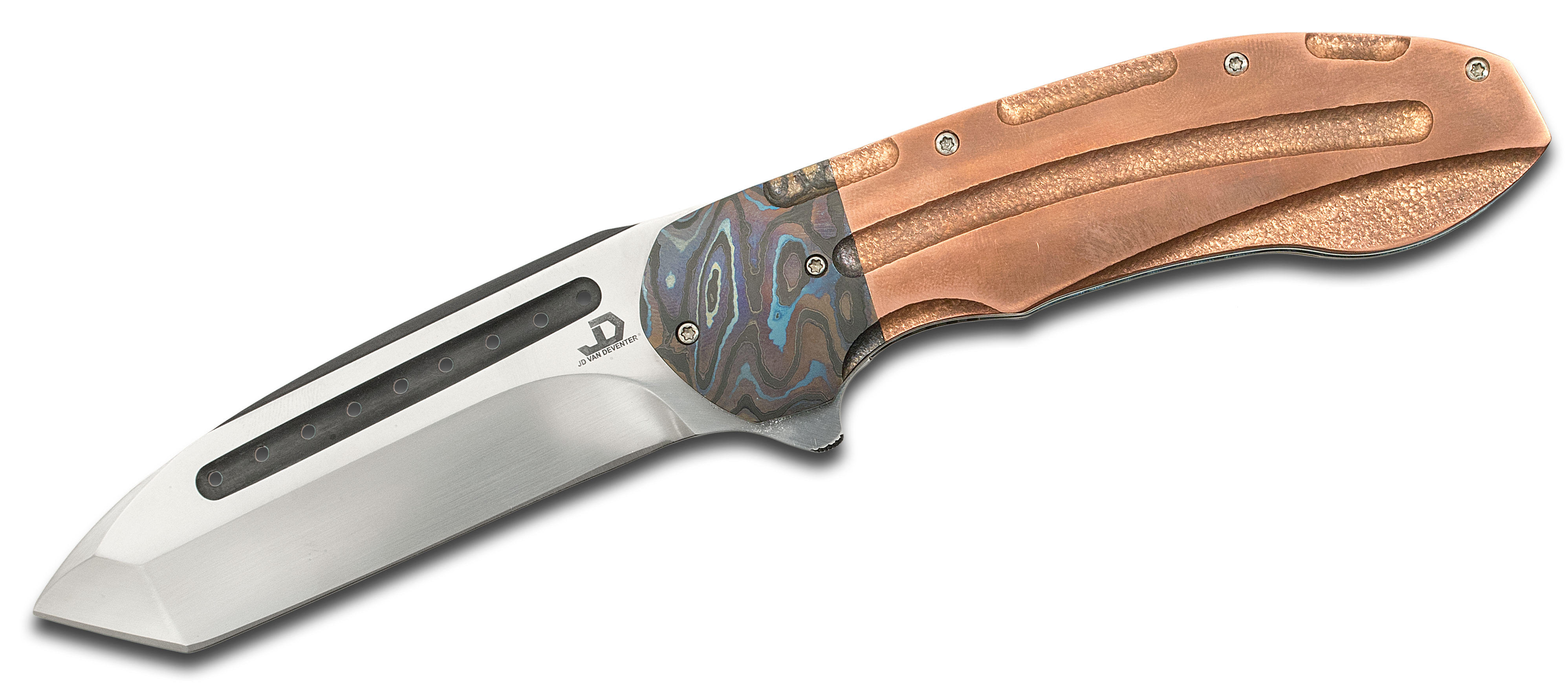 JD van Deventer Custom Kenpachi Flipper 3.375" N690 Two-Tone Tanto ...