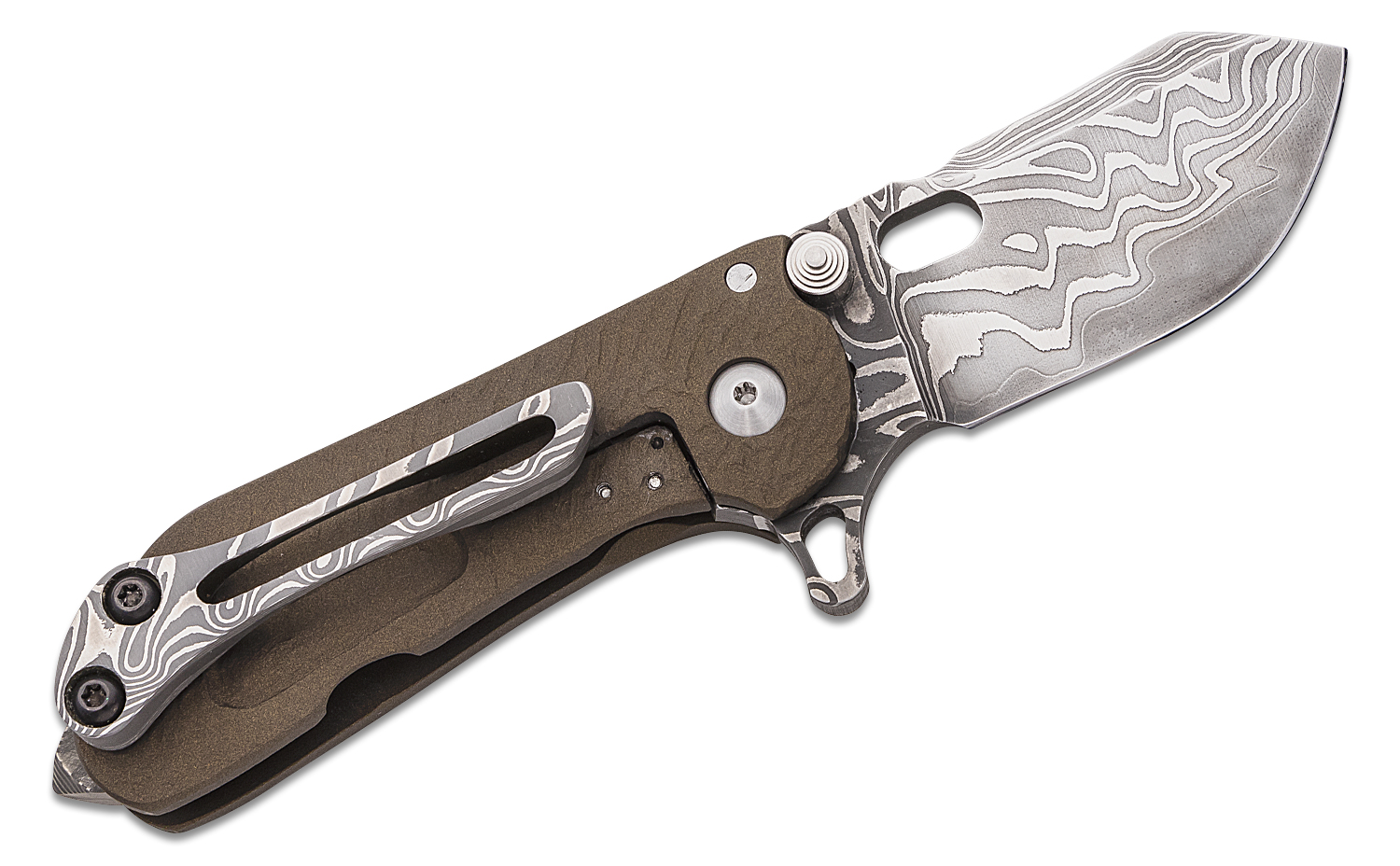 DireWare Custom M8-Mini Flipper Knife 3" Nichols Low-Layer Damascus Non ...