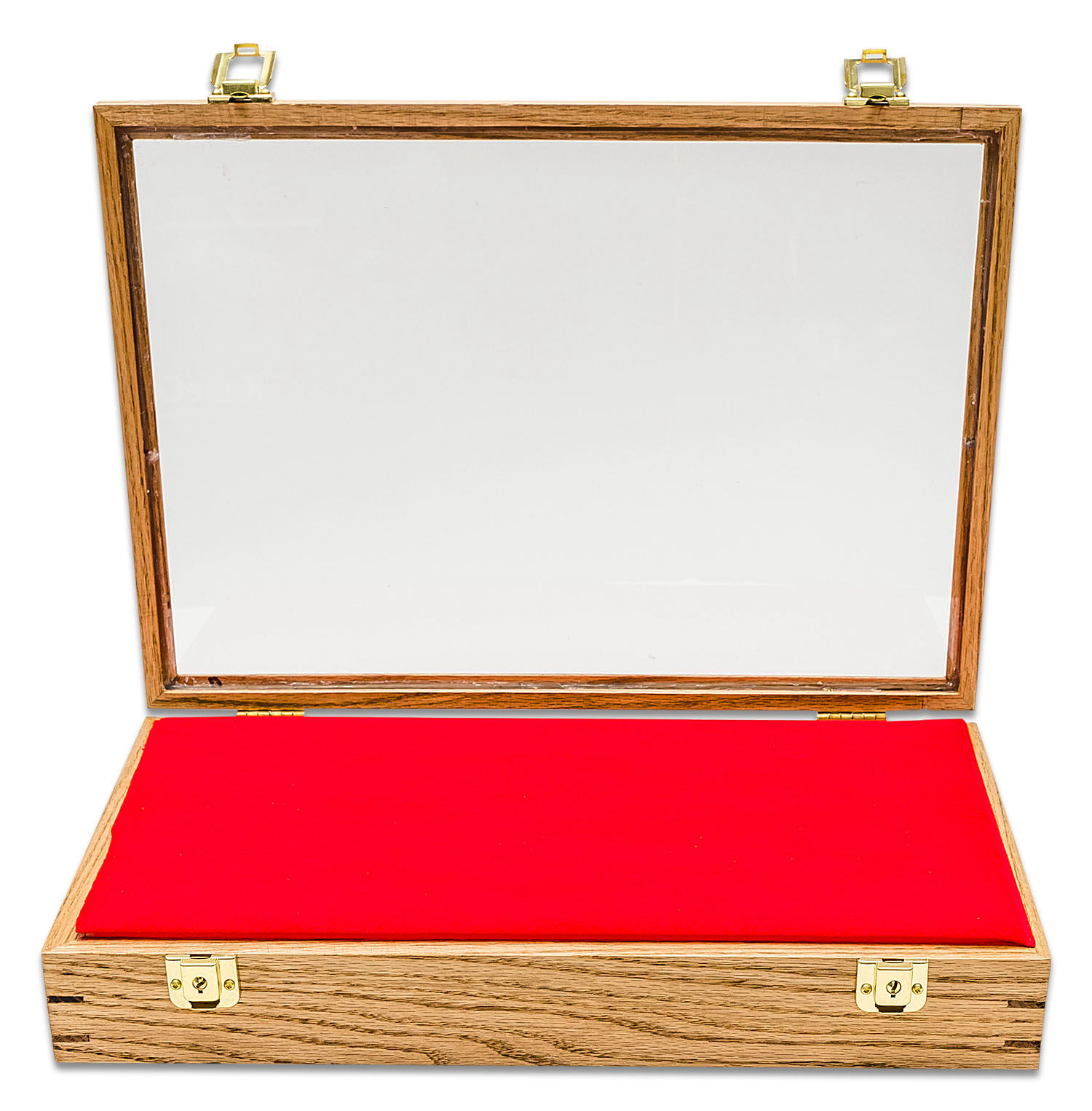 S&D Enterprises Oak Wood and Glass Display Case 12" x 18" x 2.875 ...